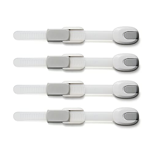 Baby Proofing Cabinet Strap Locks, Aiyoo baby Child Proof Latches Locks with 3M Adhesive (4 Pack) for Drawers, Cabinets, Ovens, Refrigerators, Toilets, Doors and Appliance