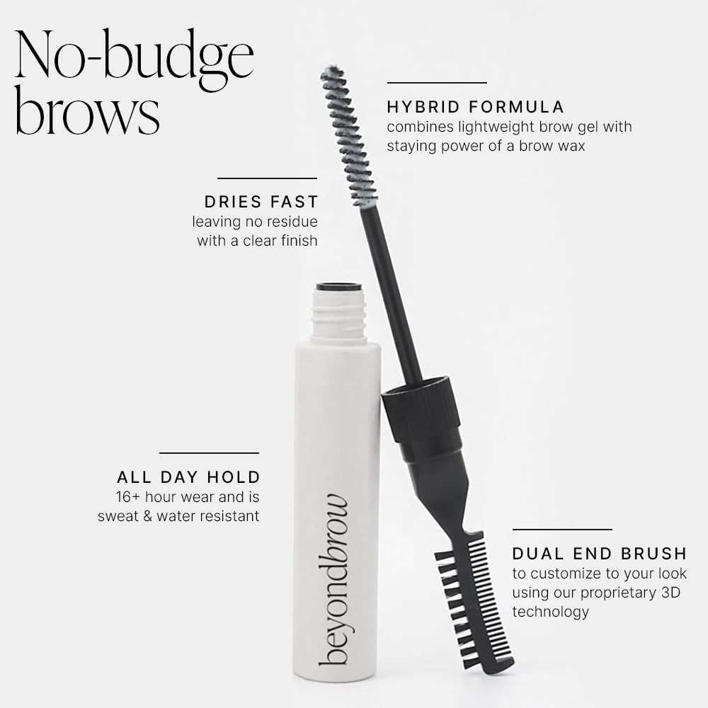 BEYONDBROW 3D Brow Gel & Wax with Lamination Effect, 2-In-1 Hybrid Formula - From Soft, Natural Brows to Fluffy, Feather Brows - Vegan, Cruelty-free, Long Lasting, Water-resistant