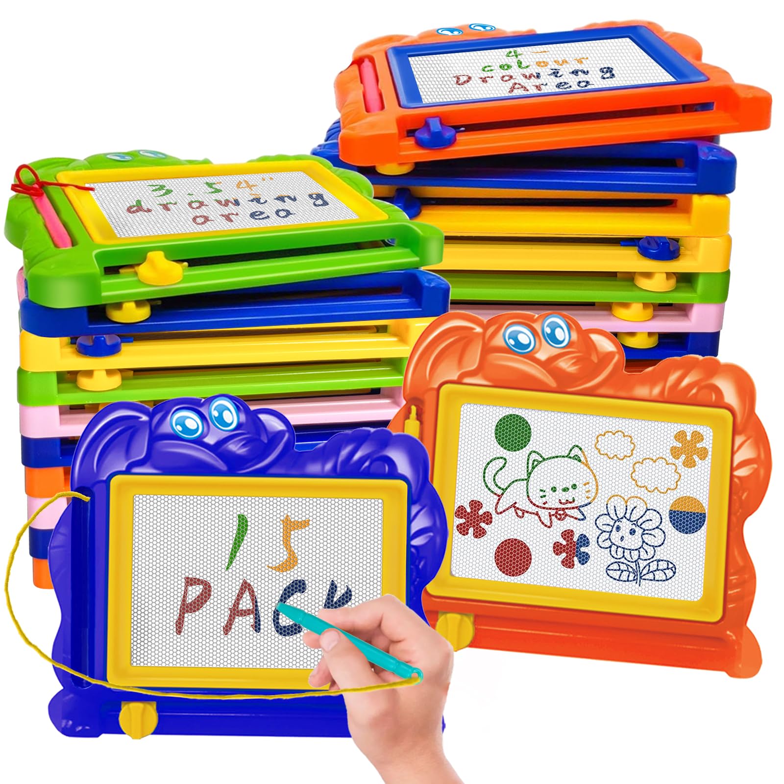 Hymaz 15 Pcs Mini Magnetic Drawing Board for Kids,Colorful Doodle Drawing Board for Toddlers 1-3, Erasable Doodle Board Tablet Writing Pad for Boys Girls Classroom Rewards Party Favors Bag Stuffers