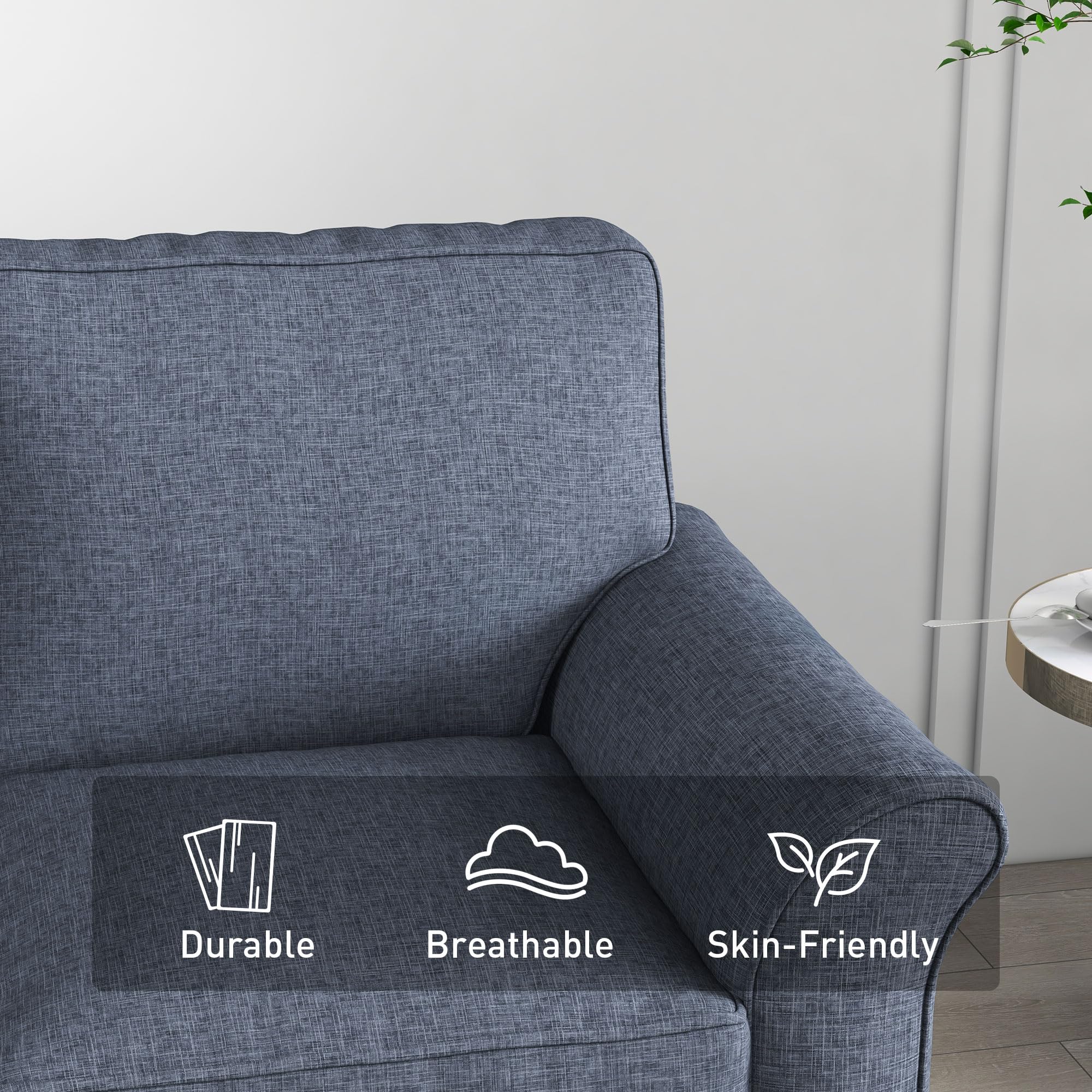 Bonzy Home 57" Loveseat Sofa, 2 Seater Upholstered Comfy Sofa Couch for Small Space, Living Room, Apartment, Office, Blue