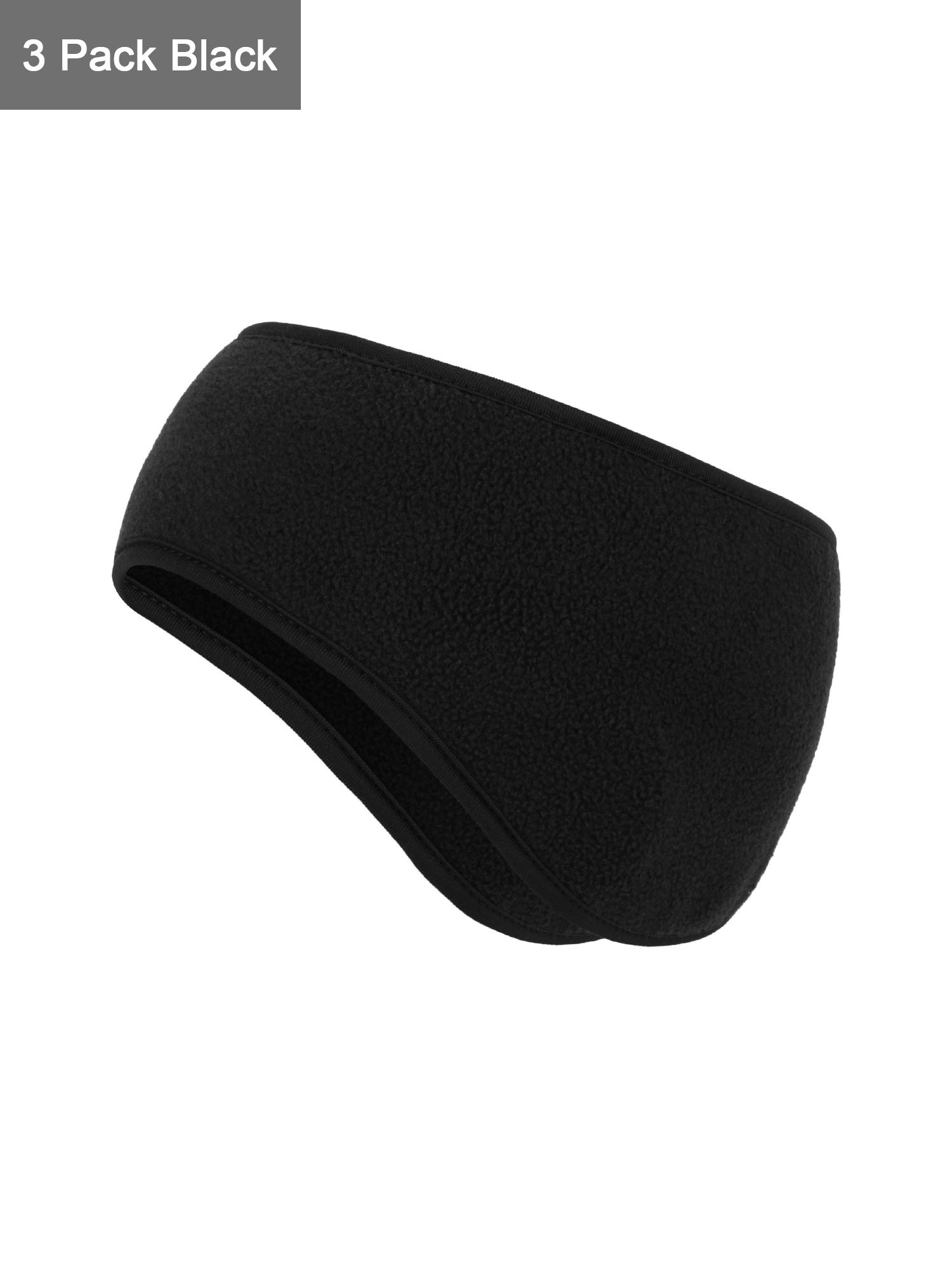 BBTO 3 Pcs Ear Warmer Fleece Headbands Ear Muffs Winter Running Gear for Women Men Adult(Black)