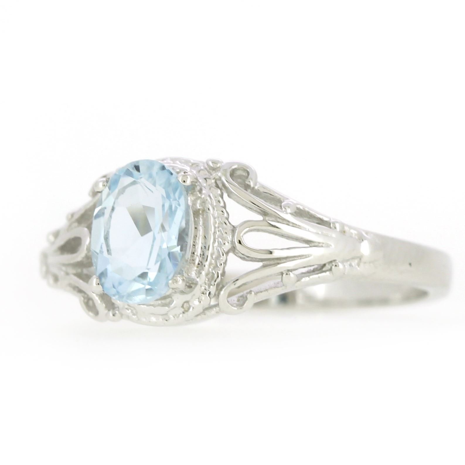 BL Jewelry Filigree Sterling Silver Oval Cut Natural Aquamarine Ring (3/4 CT.T.W) in Vintage Style (7)