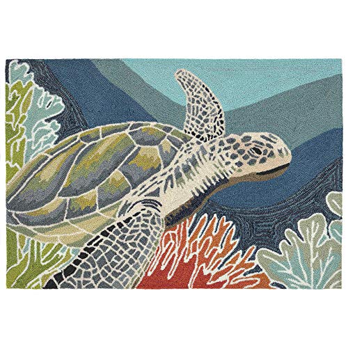 Liora Manne Ravella Indoor Outdoor Rug - Nautical Rug, Sea Life & Ocean Theme Decor, Comfortable & Durable, UV Stabilized, Stain Resistant Rug, Akumal, 2' x 3'