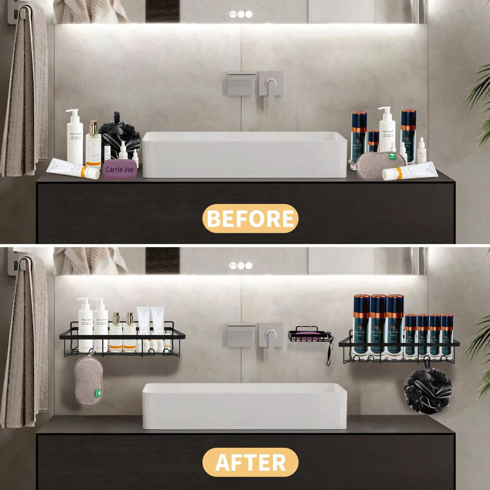 Carrie Joe 3Pack Shower Caddy Bathroom Organizers and Storage Shower Shelves Home Decor Apartment Essentials Kitchen Bathroom Accessories No Drilling