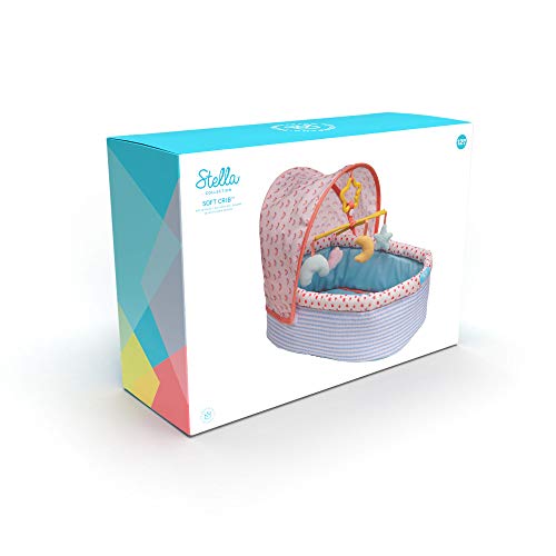 Manhattan Toy Stella Collection Soft Baby Doll Crib with Removable Canopy and Mobile for 12" to 15" Baby Dolls