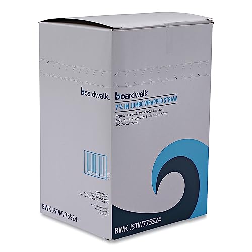Boardwalk JSTW775S24 Jumbo Straws, 7 3/4-Inch , Plastic, Red w/White Stripe, 500/Pack, 24 Pack/Carton