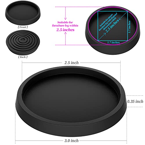 Furniture Leg Coasters 8Pcs Caster Cups 2.5”Non Slip Rubber Pads Hardwood Floors Protectors for Sofa Bed Piano Chair Leg Anti Slide Floor Protector