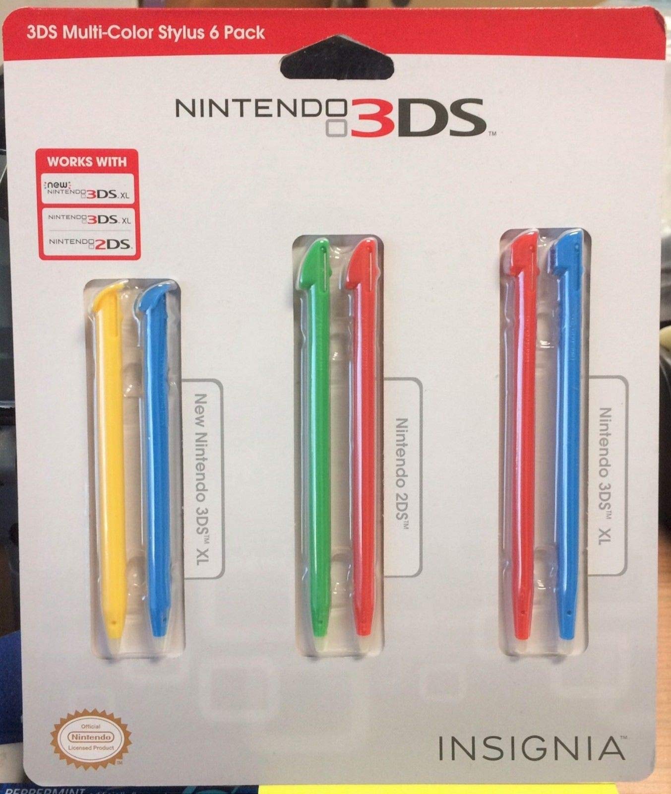 Insignia Multicolor Styluses for New Nintendo 3DS XL, 3DS XL and 2DS 6 PACK, NS-GN3DSSP101