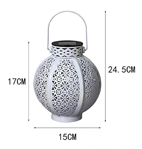 Outdoor Solar Lamp Retro Hollow Lantern Light Waterproof Iron Lantern LED Light for Home Garden Courtyard Landscape Walkway