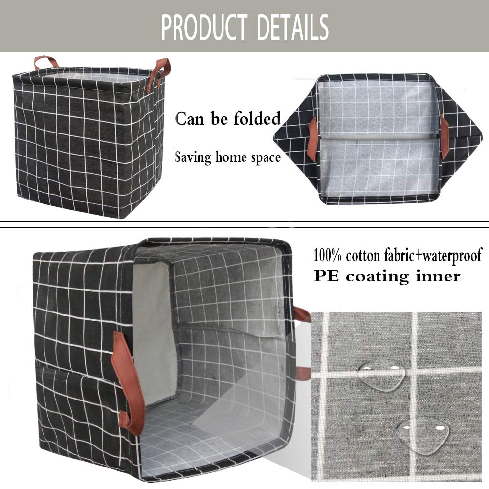 BOOHIT Square Storage Box Basket,Canvas Fabric Toy Collapsible Storage Organizer Bin,PE Waterproof Storage Box,Laundry Basket for Kid Rooms,Playroom,Shelves,Toy Basket,Gift Basket(Fox Christmas Tree)