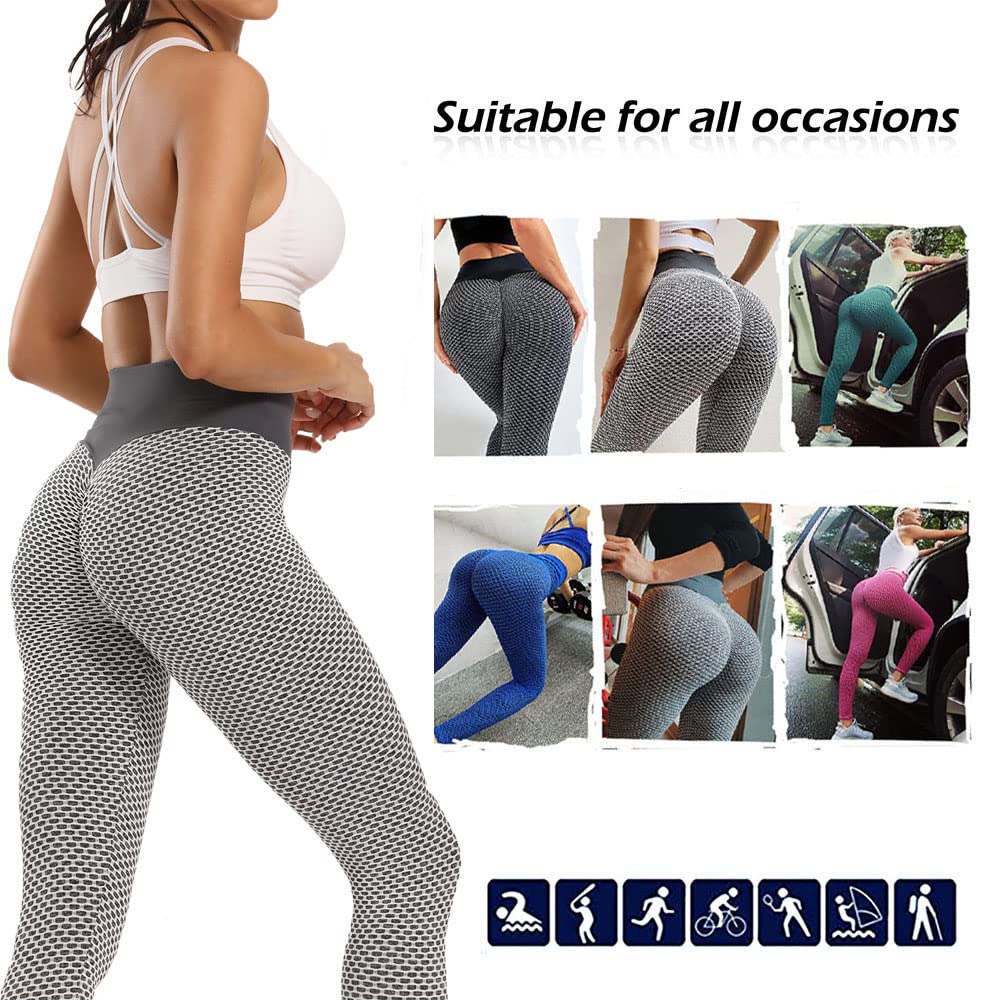 Bodypurge Women's High Waist Yoga Pants Tummy Control Workout Leggings Butt Lifting Scrunch Booty Tights White