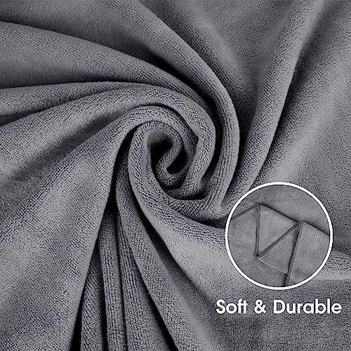 JML Microfiber Bath Towel 2 Pack(30" x 60"), Oversized Thick Towels, Soft, Super Absorbent and Fast Drying, No Fading Multipurpose Use for Sports, Travel, Fitness, Yoga, 30 in x 60 in, Grey 2 Count