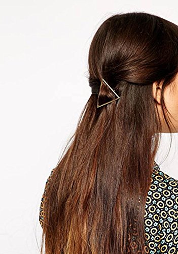 Minimalist Geometric Triangle Hair Clip, Dainty Hollow Metal Hairpin Clamps Accessories Barrettes Bobby Pin Ponytail Holder Statement (Gold and Silver)