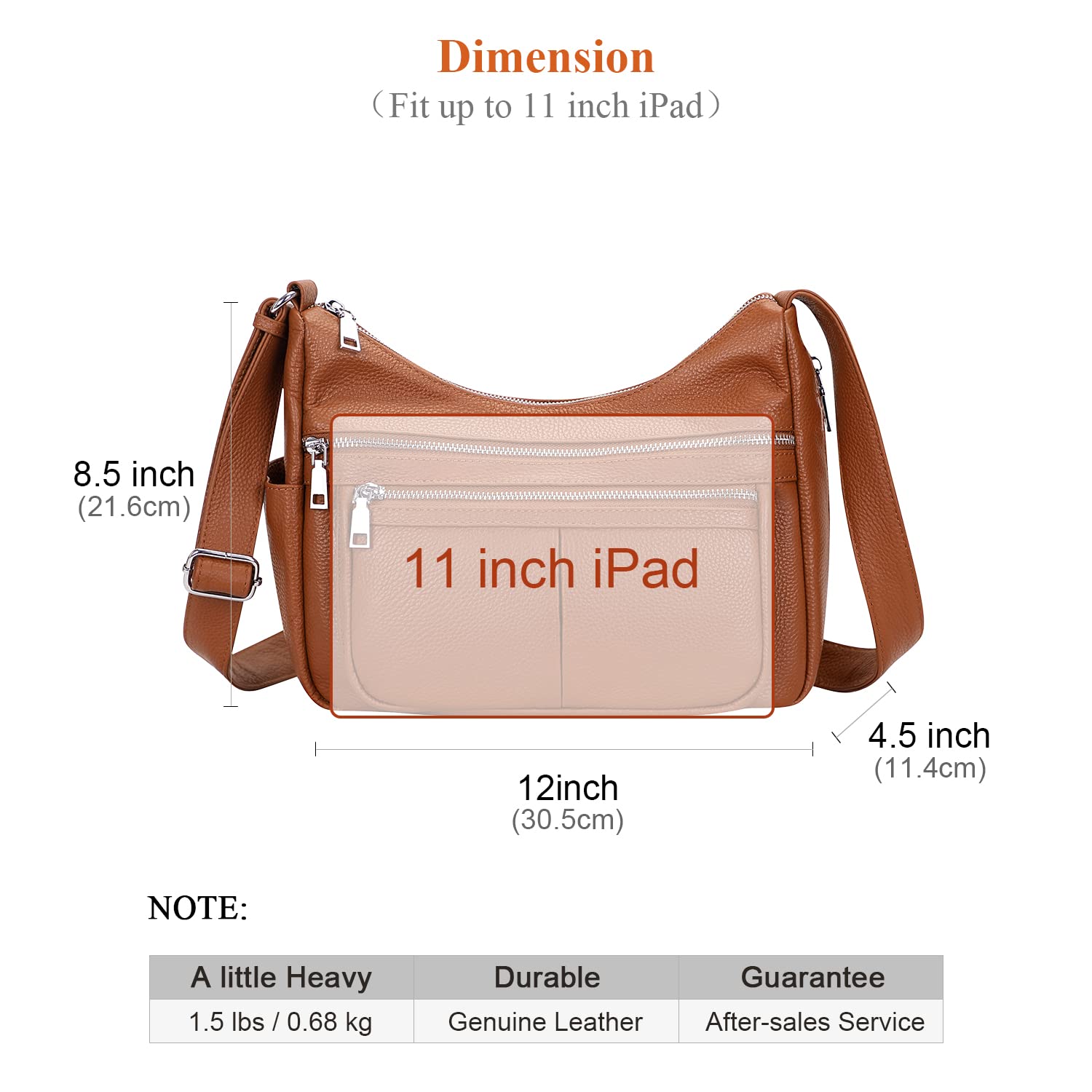 Over Earth Genuine Leather Purses and Handbags for Women Soft Leather Crossbody Bag Ladies Message Bag with Multi Pockets(O154E Brown)