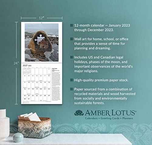 Environmental Art 2023 Wall Calendar: Contemporary Art in the Natural World | 12" x 24" Open | Amber Lotus Publishing