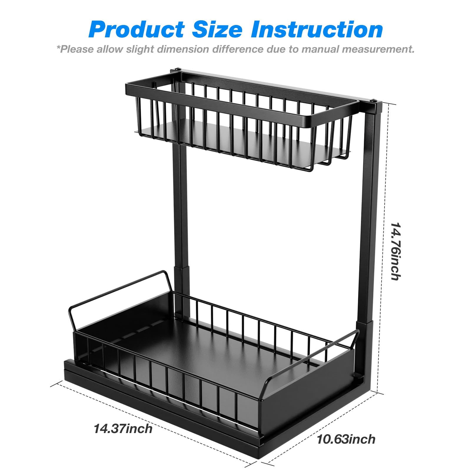 Atorica Under Sink Organizer, Pull Out Cabinet Organizer 2-Tier Slide Out Under Cabinet Storage, Multi-Use Under Kitchen Bathroom Sink Organizers and Storage