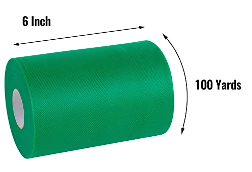 Joycrosso Tulle Fabric Rolls 6 Inch 100 Yards (300 feet) Organza Tulle Polyester Netting Spool for Wedding Decorations Gift Baby Shower Crafts DIY Tutu Skirt-Soft & Drape (Emerald)