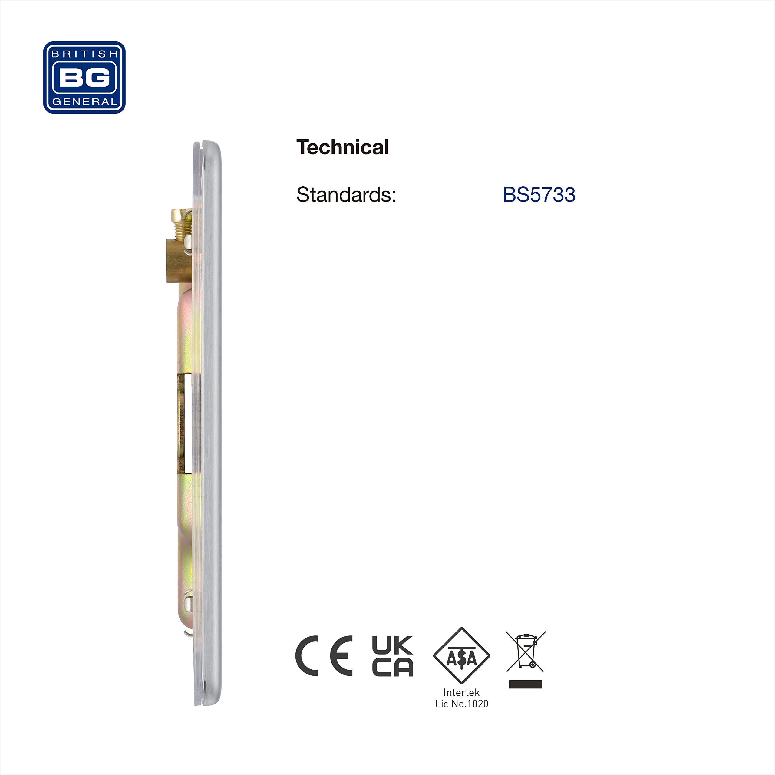 BG Electrical Screwless Flat Plate Switched Fused Connection Unit with a Power Indicator and Cable Outlet, Brushed Steel, 13 Amp