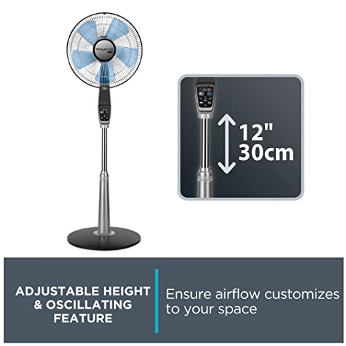 Rowenta Turbo Silence Standing Floor Fan with Remote 53 Inches Ultra Quiet Fan Oscillating, Portable, 5 Speeds, Indoor, Refresh Up to 23-Feet VU5670,Silver