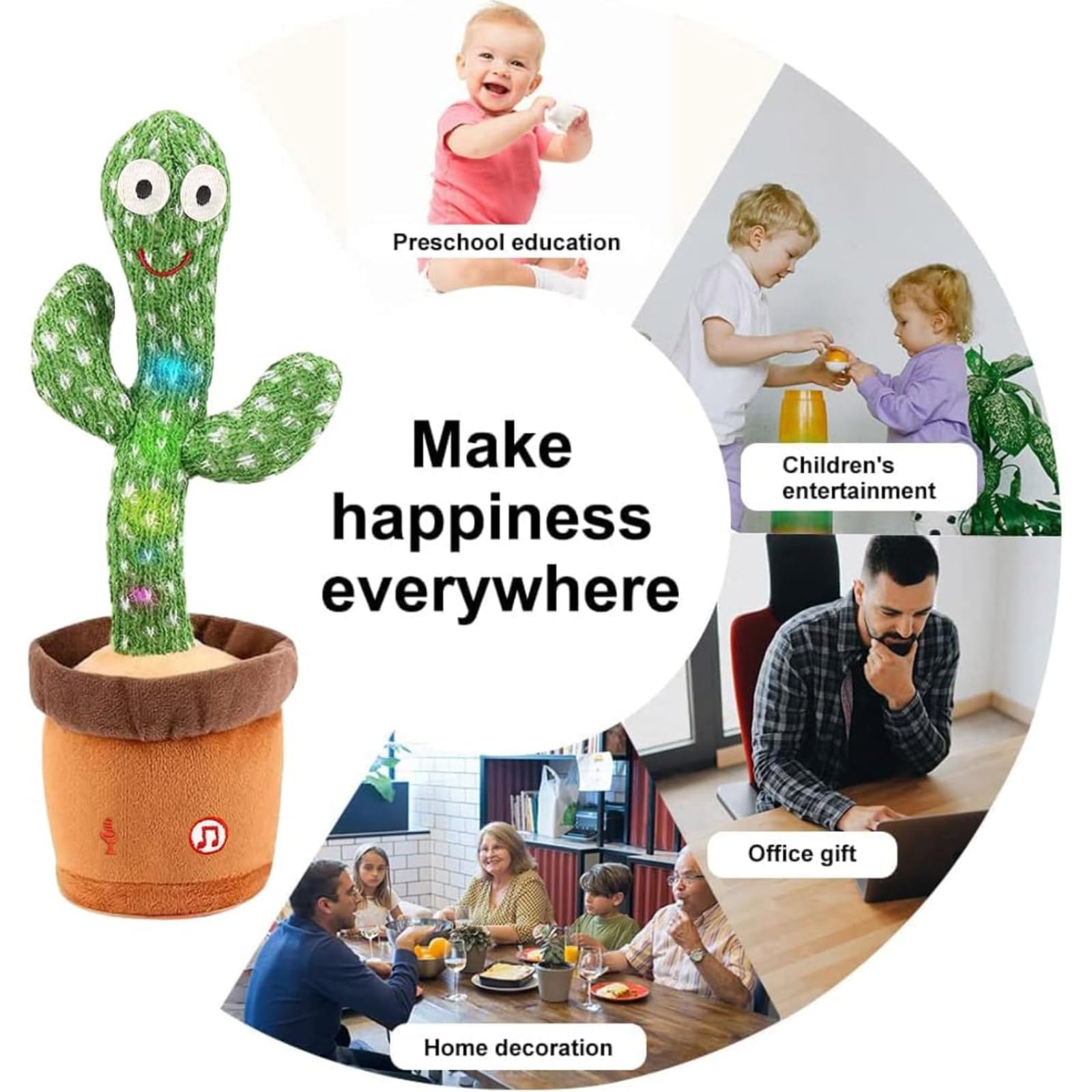 MIAODAM Dancing Cactus, Talking Cactus Baby Toy Repeating Words Smart Cactus Toy Dancing and Singing 100 Songs Funny Toy for Kids and Adults, Plush Interactive Toy Figures