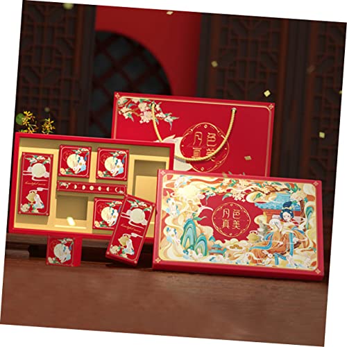 HEMOTON 1 Set Moon Cake Box Mini Paper Cups Cookie Containers Mini Cake Boxes Paper Cupcake Container Ornament Container Mooncake Packaging Box Festival Gift Holder Pastries Holder Box