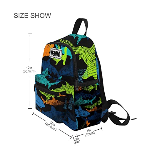 Glaphy Custom Kid's Name Backpack, Sharks Camo Toddler Backpack for Daycare Travel Personalized Name Preschool Bookbag for Boys Girls