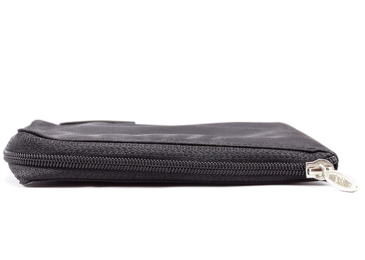 Big Skinny Men's Zippered Bi-Fold Slim Wallet, Holds Up to 25 Cards, Black