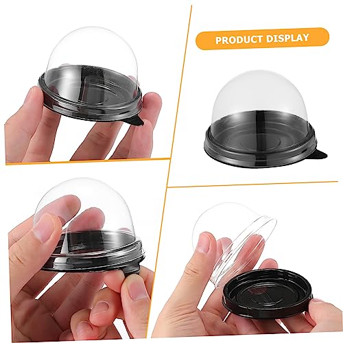 HEMOTON 100pcs Clear Gift Boxes Black Container Clear Cake Box Window Mini Muffin Holders Single Cupcake Containers Packing Box Plastic Boxes Tray Puffs Clamshell Single