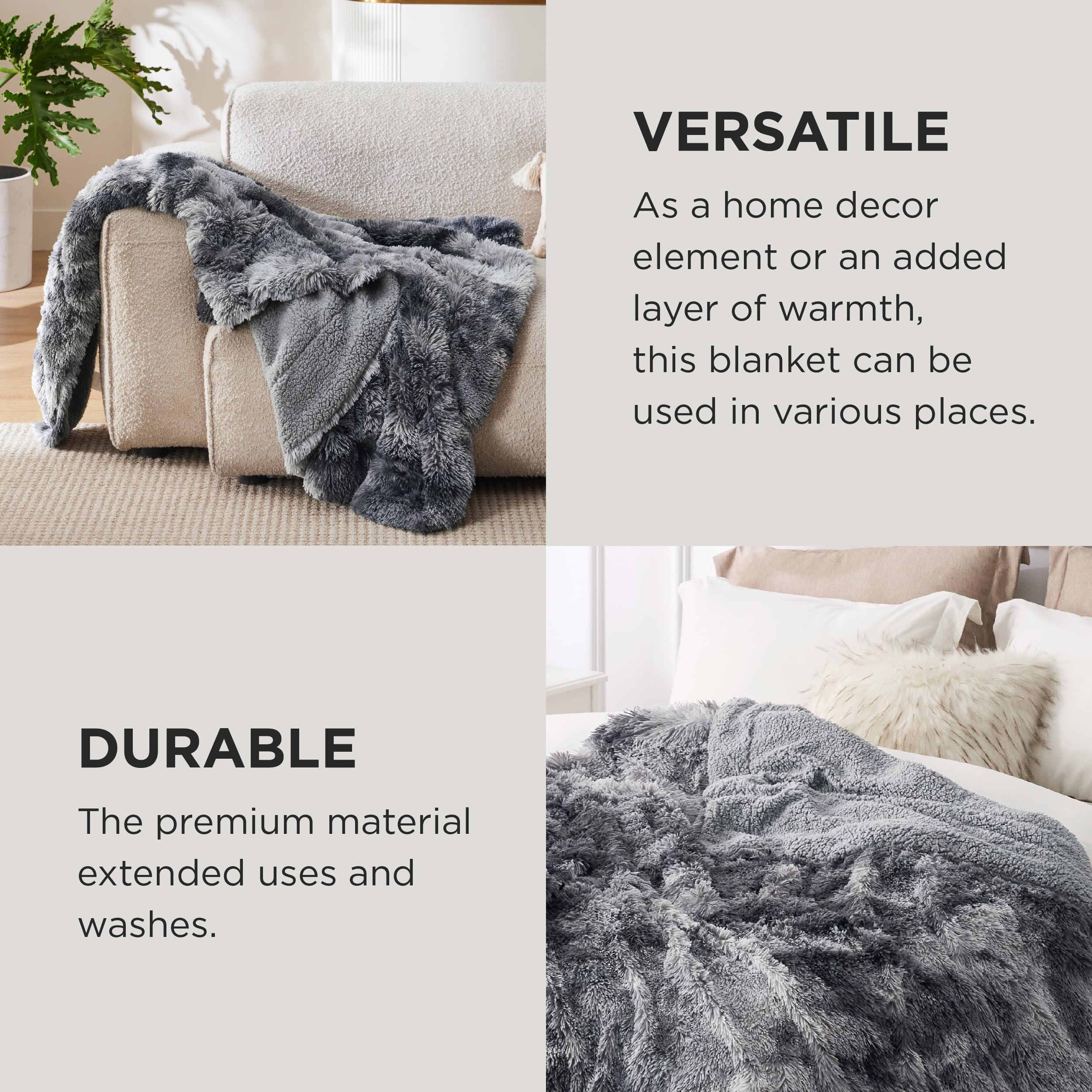 Bedsure Ultra Soft Fluffy King Size Blanket for Bed β Fuzzy, Fluffy, Shaggy Faux Fur King Blanket, Warm and Thick Sherpa, Tie-dye Decorative Gift, Oversized Blankets King Size, 108x90 Inches, 640 GSM