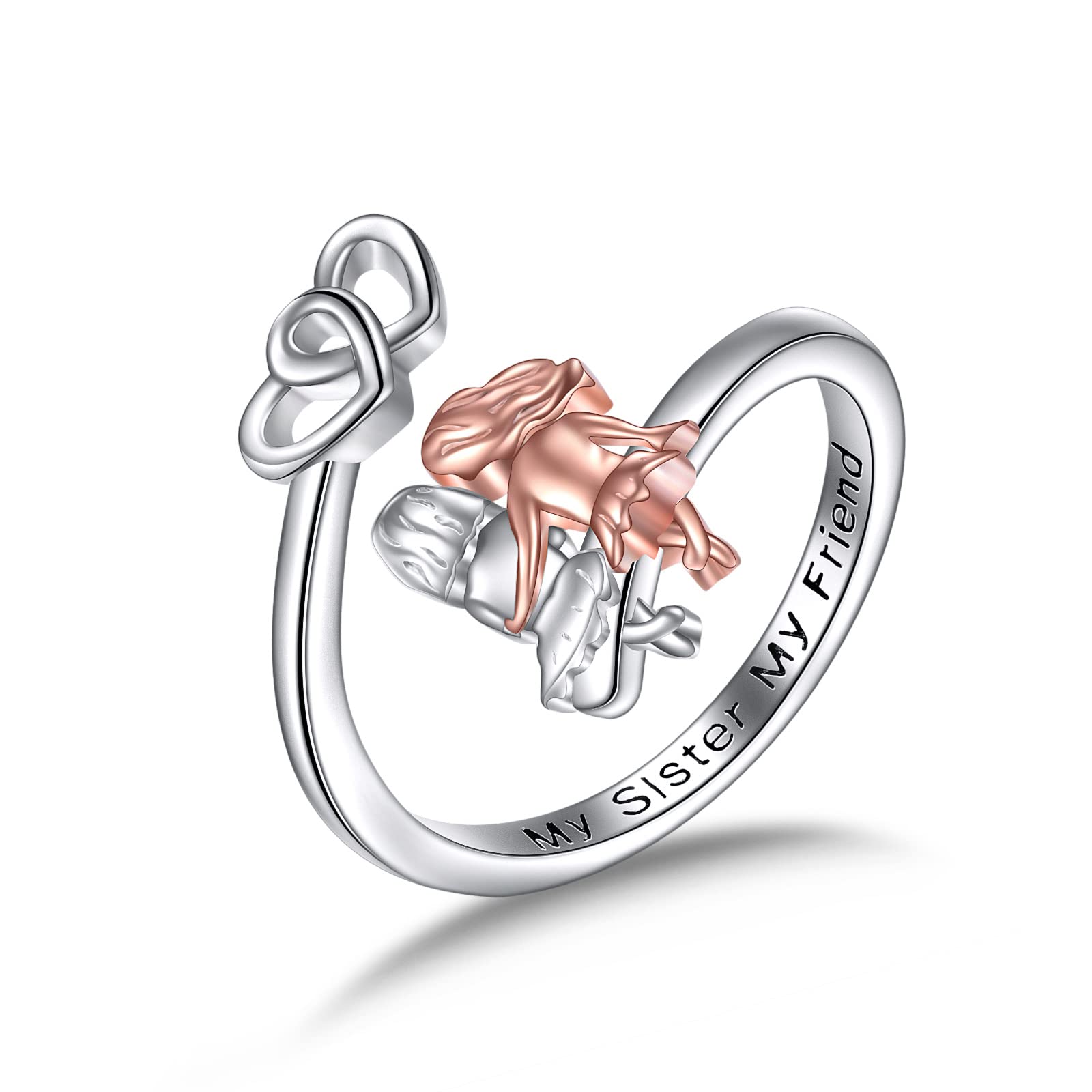 AXELUNA Women 925 Sterling Silver I Love You Ring Wedding Band Promise Rings for Her