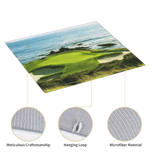 Beach Golf Course Printed Kitchen Dish Drying Mat, Ultraabsorbent Microfiber Dishesdrainer Mats By,Super Absorbent Dish Drying Pads Counter Mat 16" X 18"