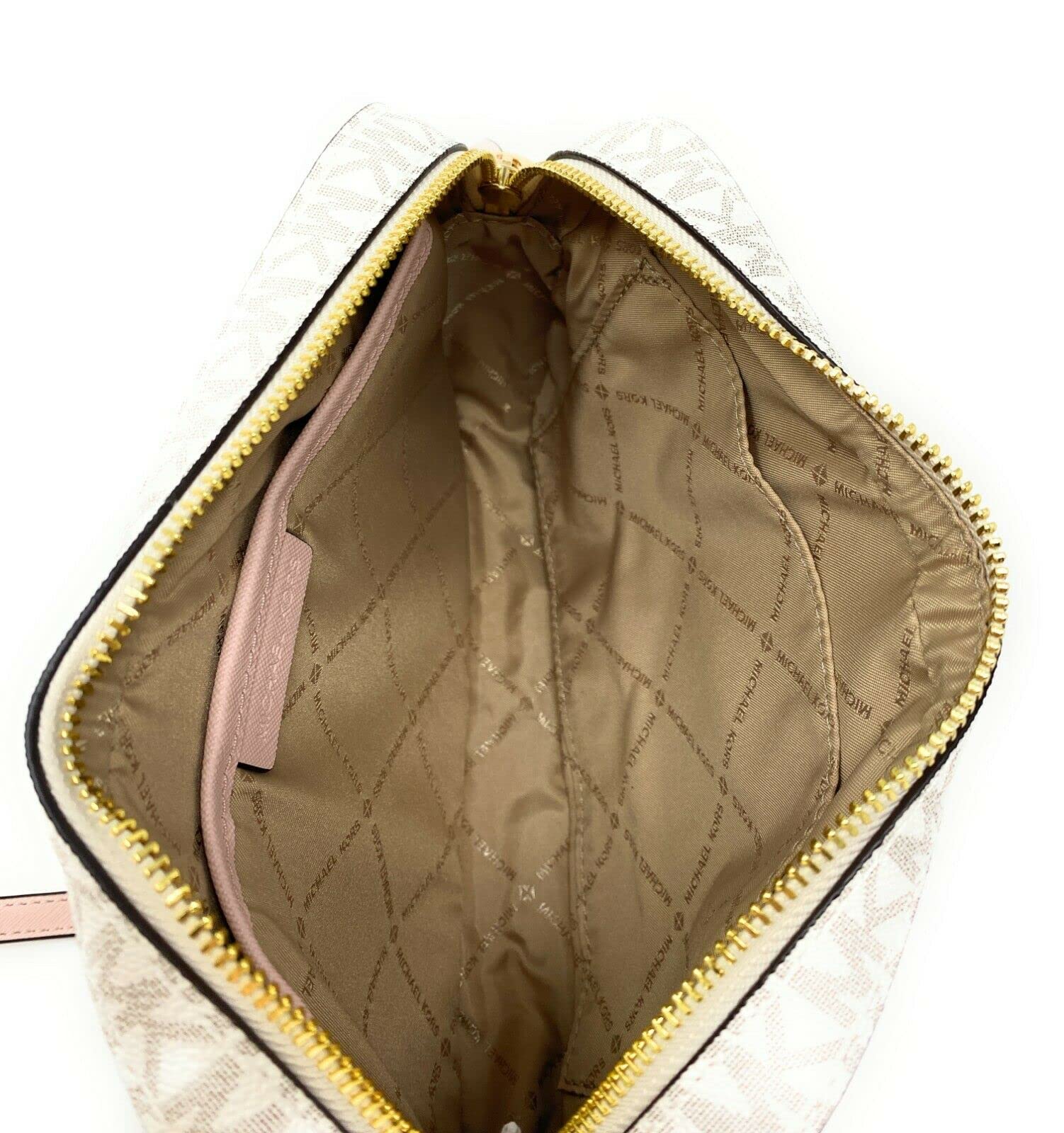 Michael Kors Jet Set Saffiano Leather Crossbody Bag (Vanilla Sig Powder Blush)