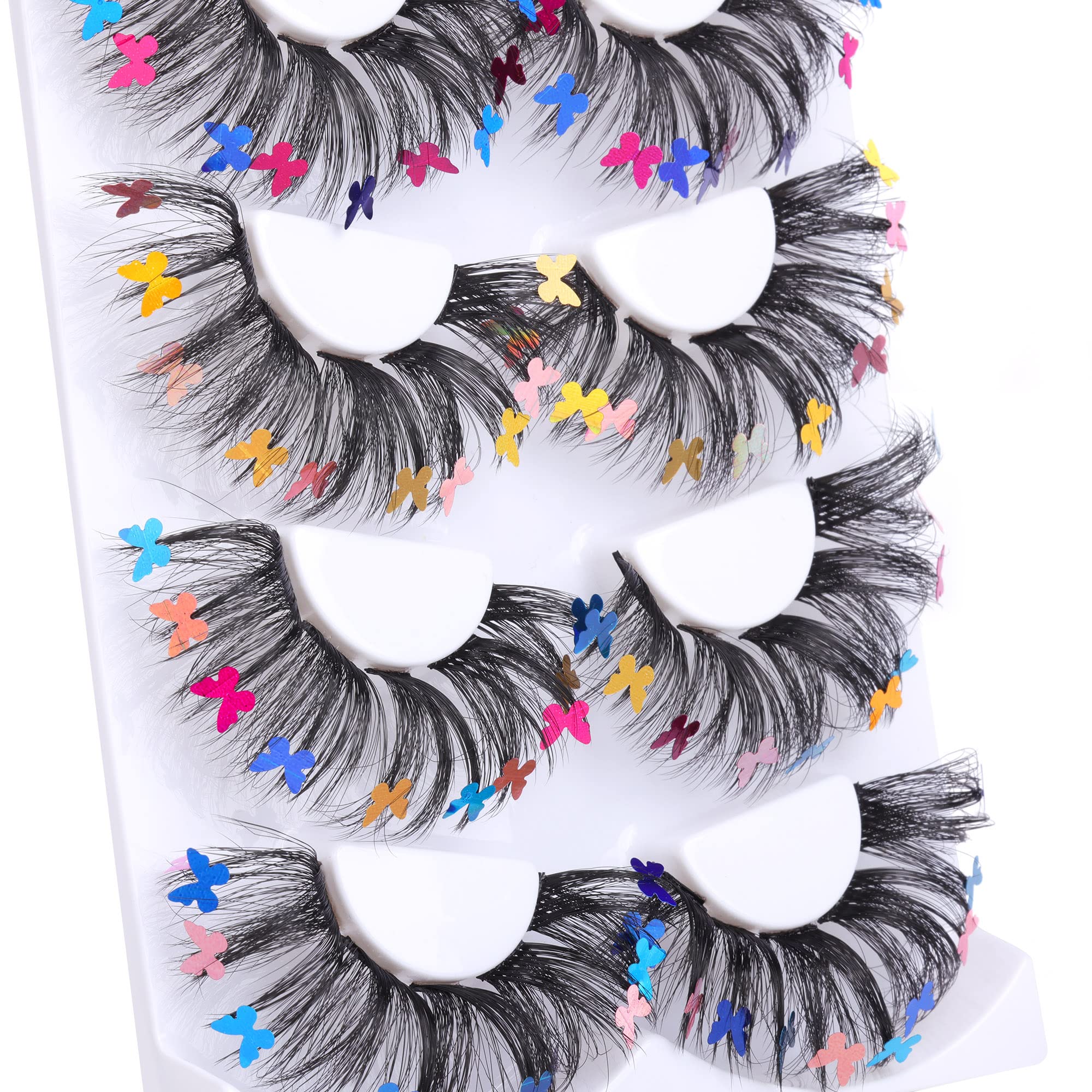 Cluster Lashes Mink Fluffy Eyelashes Cat Eye Lashes Individual Lashes That Look Like Extensions D Curl St. Patrick's Day Decorations Eyelashes with Butterfly by HeyAlice (17-20mm)