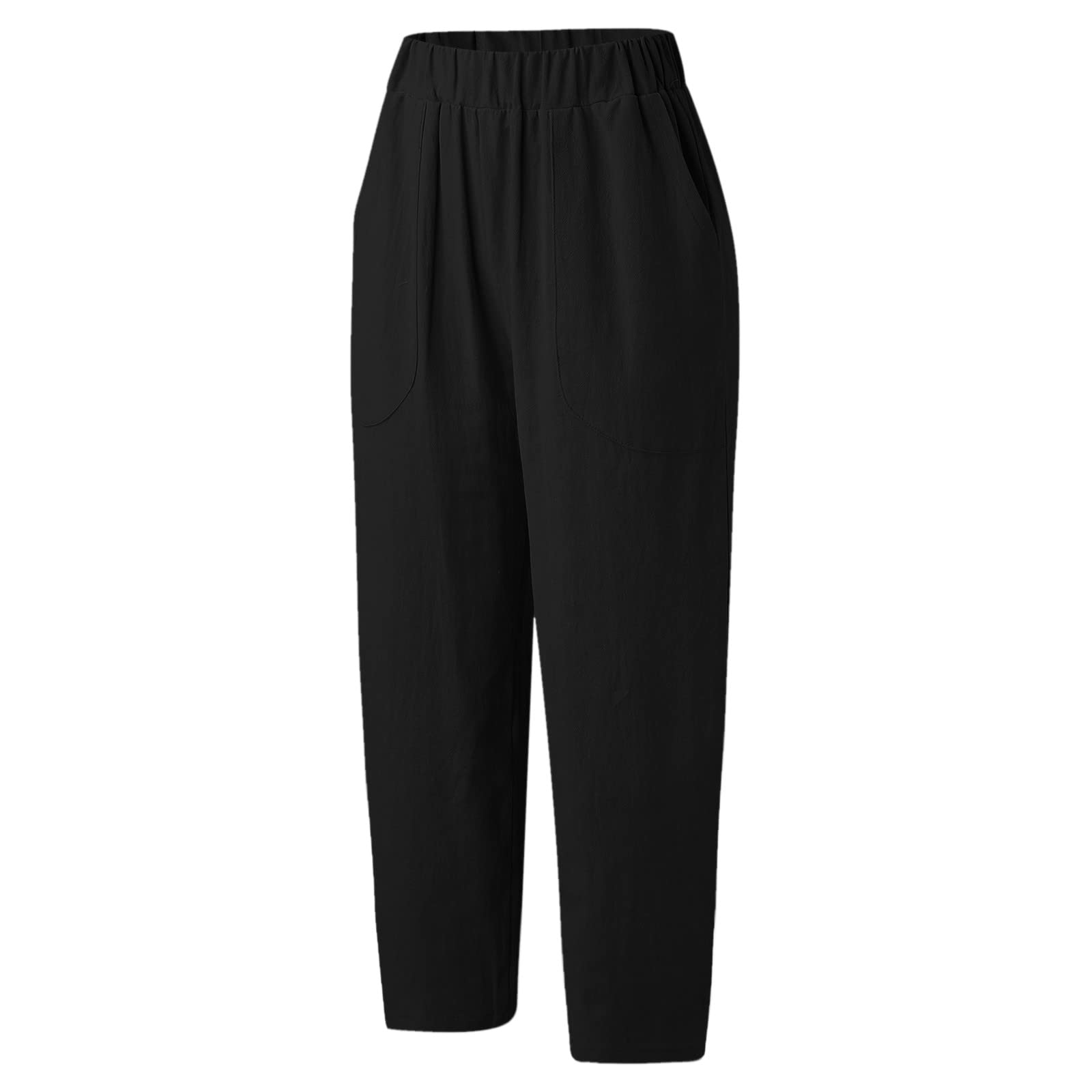 Boho Pants Loose Women's Pants（Chain） Casual Sport Small-Legged Monochromatic Halon Pants Rain Pants D-Black