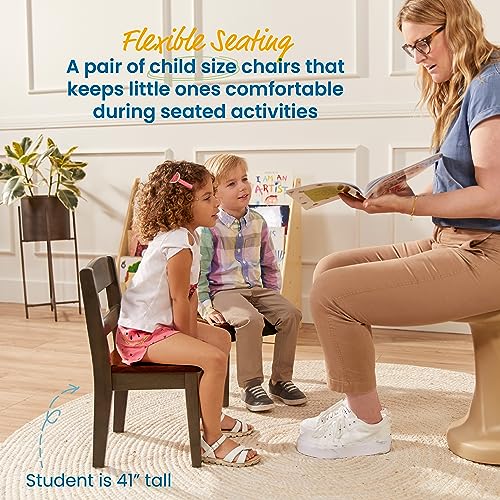 ECR4Kids Hideaway Chair, Kids Furniture, Dark Walnut/Grey Wash, 2-Pack
