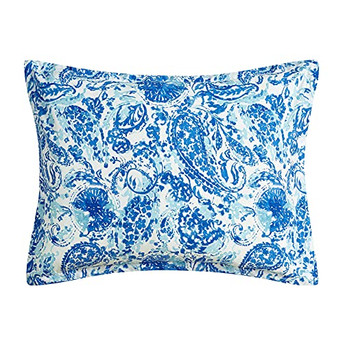 Poppy & Fritz - King Comforter Set, Reversible Cotton Bedding with Matching Shams, Medium Weight for All Seasons (Brooke Blue, King)