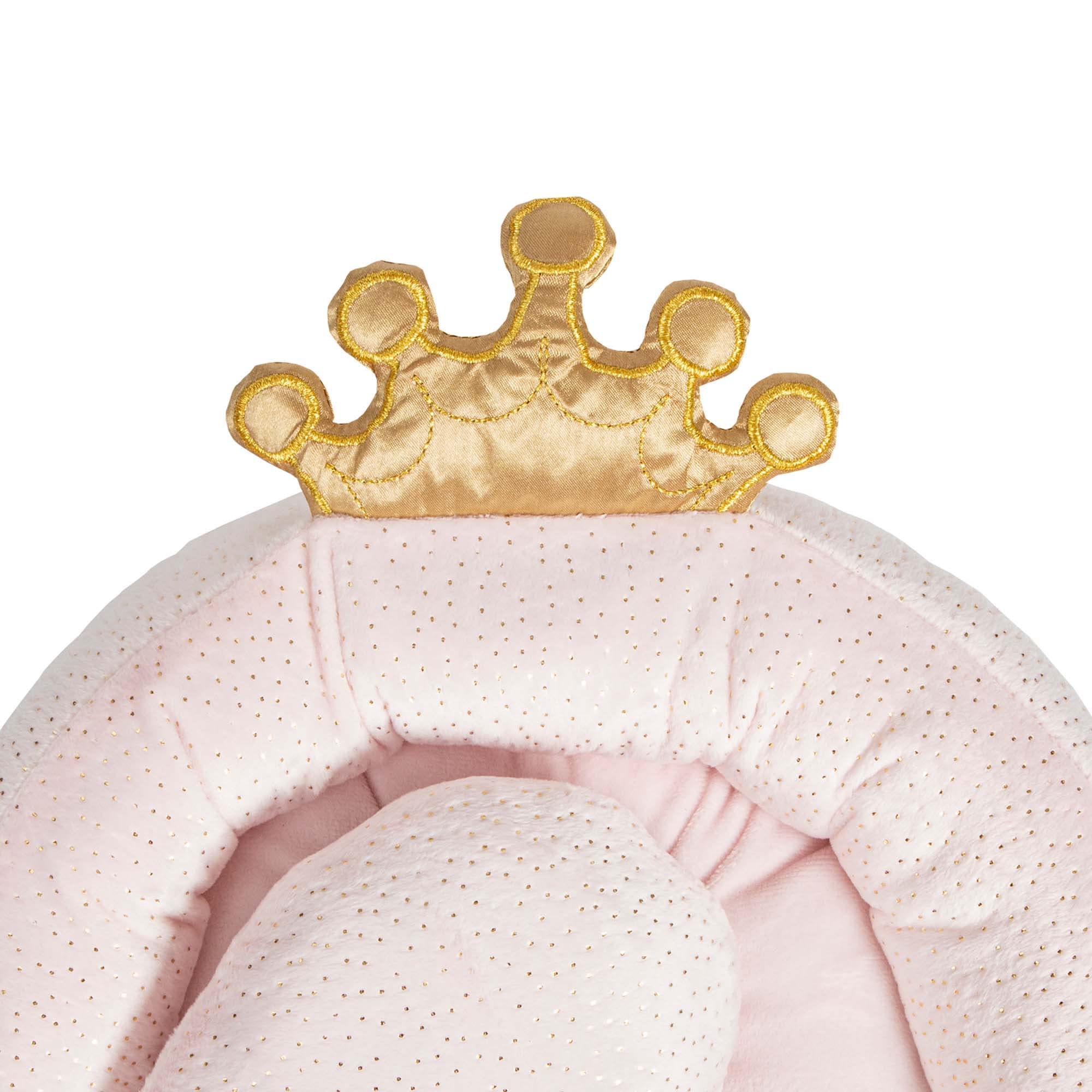 Boppy Preferred Head and Neck Support, Pink Princess with Adorable Accents, Removable Neck Support, for 3- or 5-point Harness systems, For Strollers and Swings, 0+ months