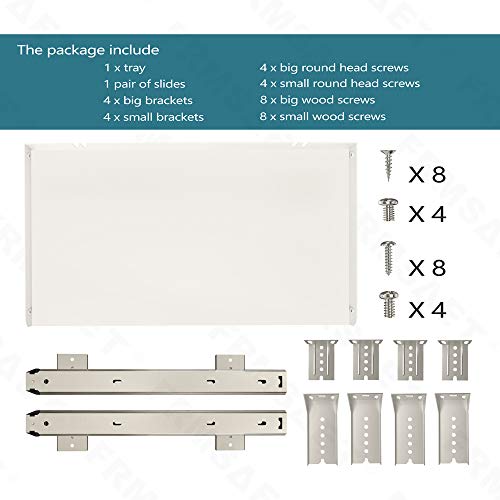 FRMSAET Under Desk Keyboard Tray Heavy-Duty All-Metal Material 20/24/30 inches Platform Computer Drawer Organizer Home Office Kitchen Bedroom Garage Storage Tool - Easy to Install.(24 inches, White)