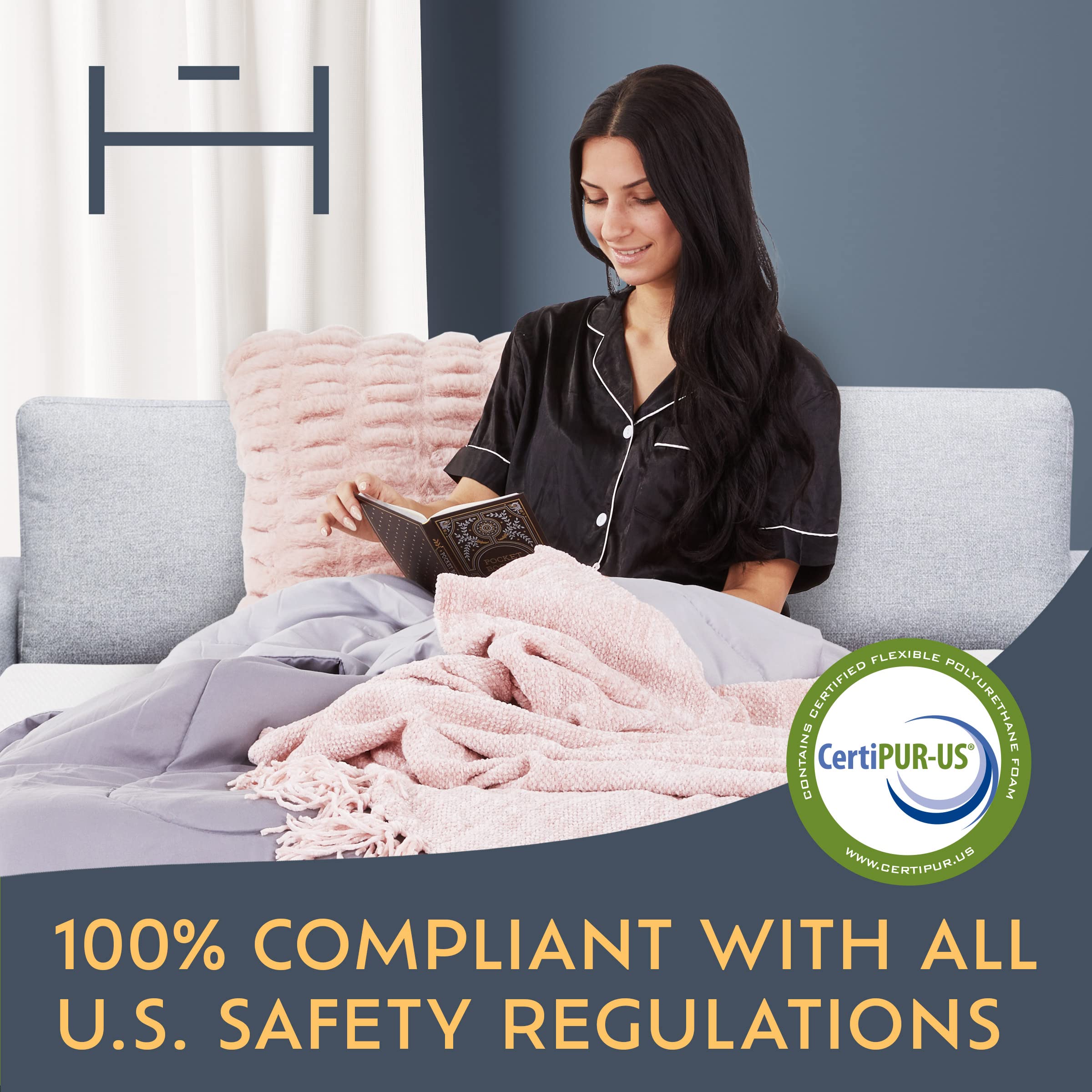 Heyward Premium Memory Foam Sofa Bed Replacement Mattress for Full Size Sleeper | 4.5β Inch | CertiPUR-US Certified | Washable Material w/Non-Slip Base | 73βL x 52βW x 4.5βH