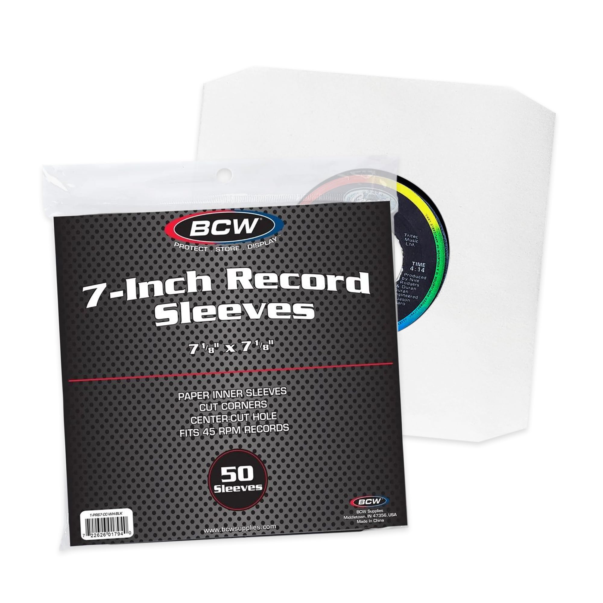 BCW 7 Inch Vinyl Record Paper Inner Sleeves - Angle Cut Corners - White | Pack of 50 | Protective LP Album Sleeves for Vinyl Storage and Preservation | Compatible with 45 RPM Album