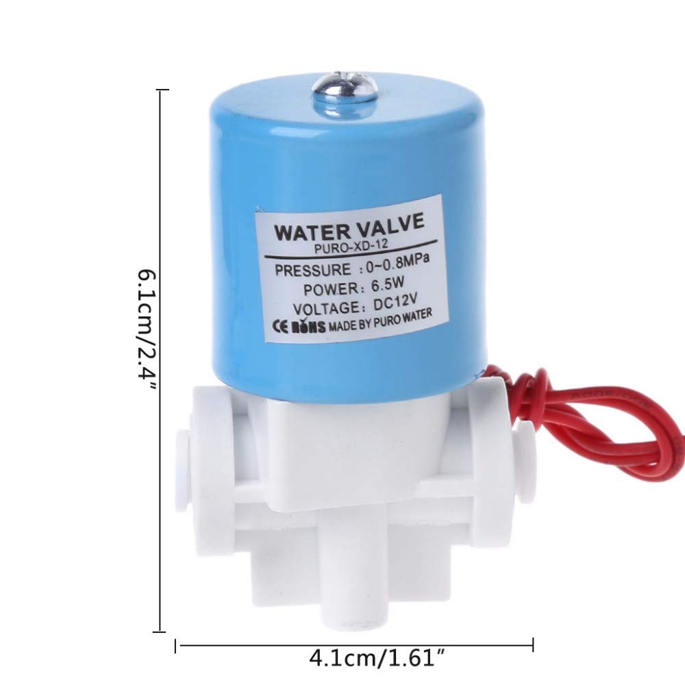 Beduan 1/4" Electric Water Solenoid Valve for Pure Filter System DC 12V（Pack of 1)