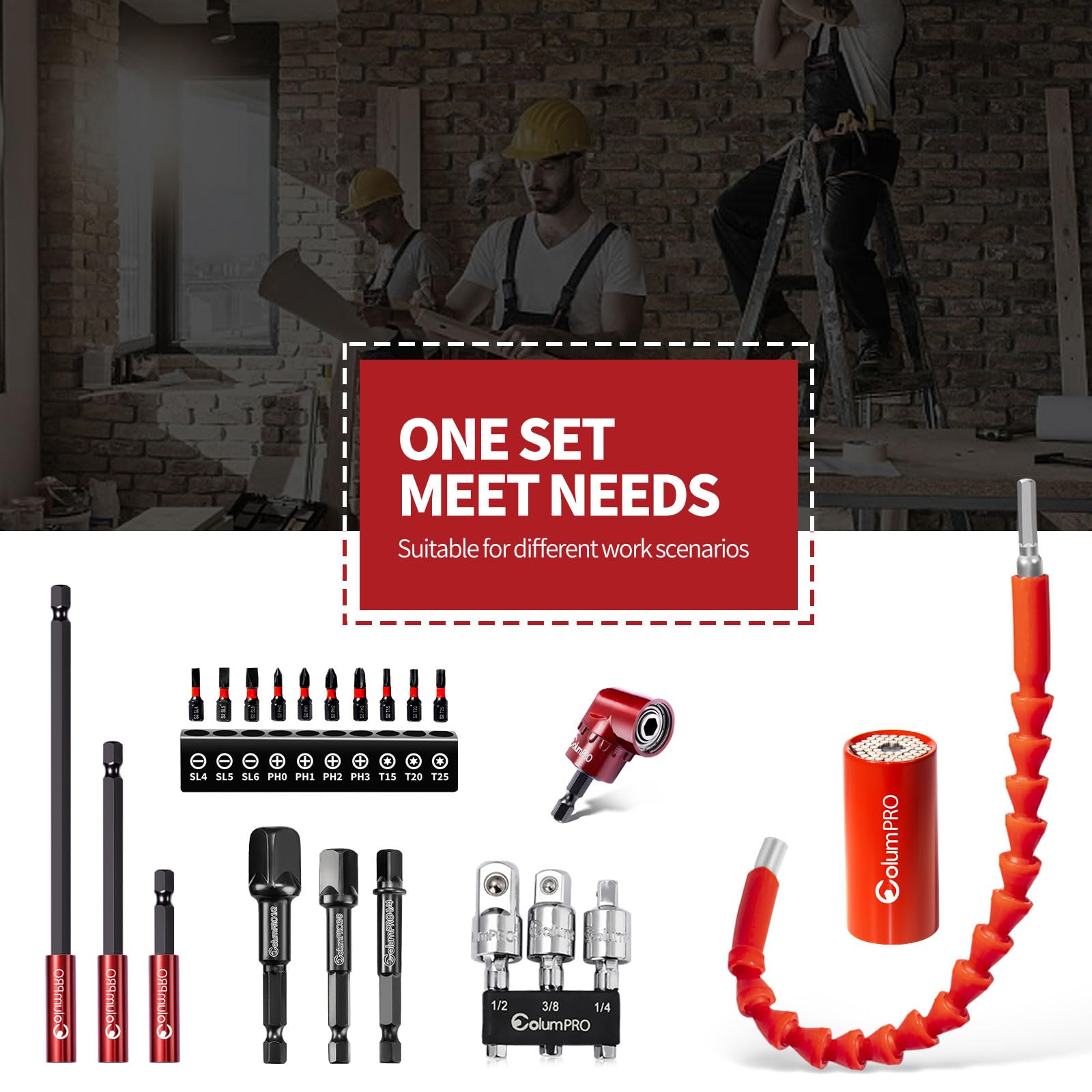 ColumPRO 22PCS Superbit Flexible Drill Bits Extension&Universal Socket Tool Set, Tools for Men, Stocking Stuffer, Christmas Gift for Dad, Husband, Boyfriend