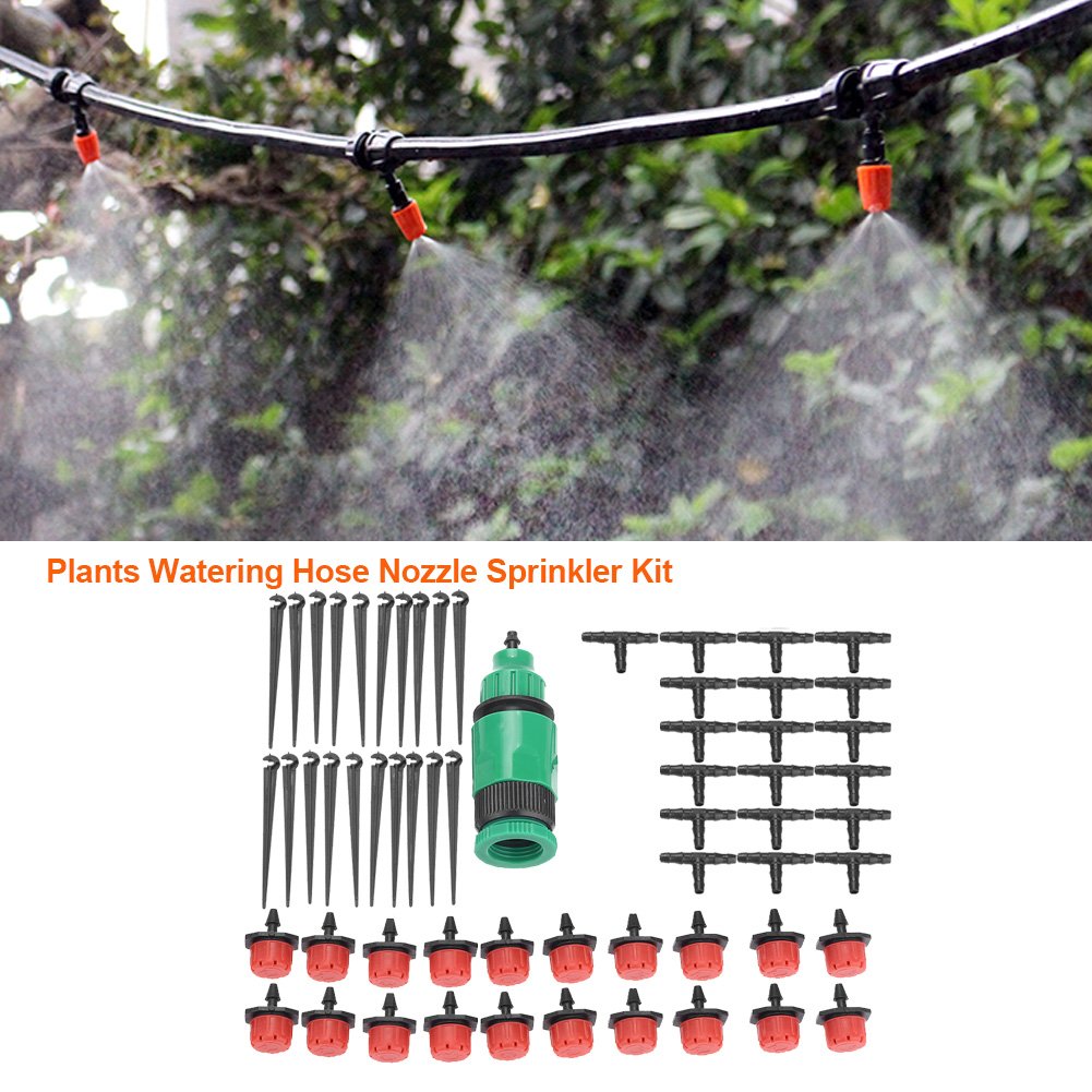Boquite Valentine's Day Carnival Water Irrigation Set, Watering Equipment, Garden Lawn Greenhouse Micro Irrigation System Kit Plants Watering Hose Nozzle Sprinkler(15m/49.21ft)
