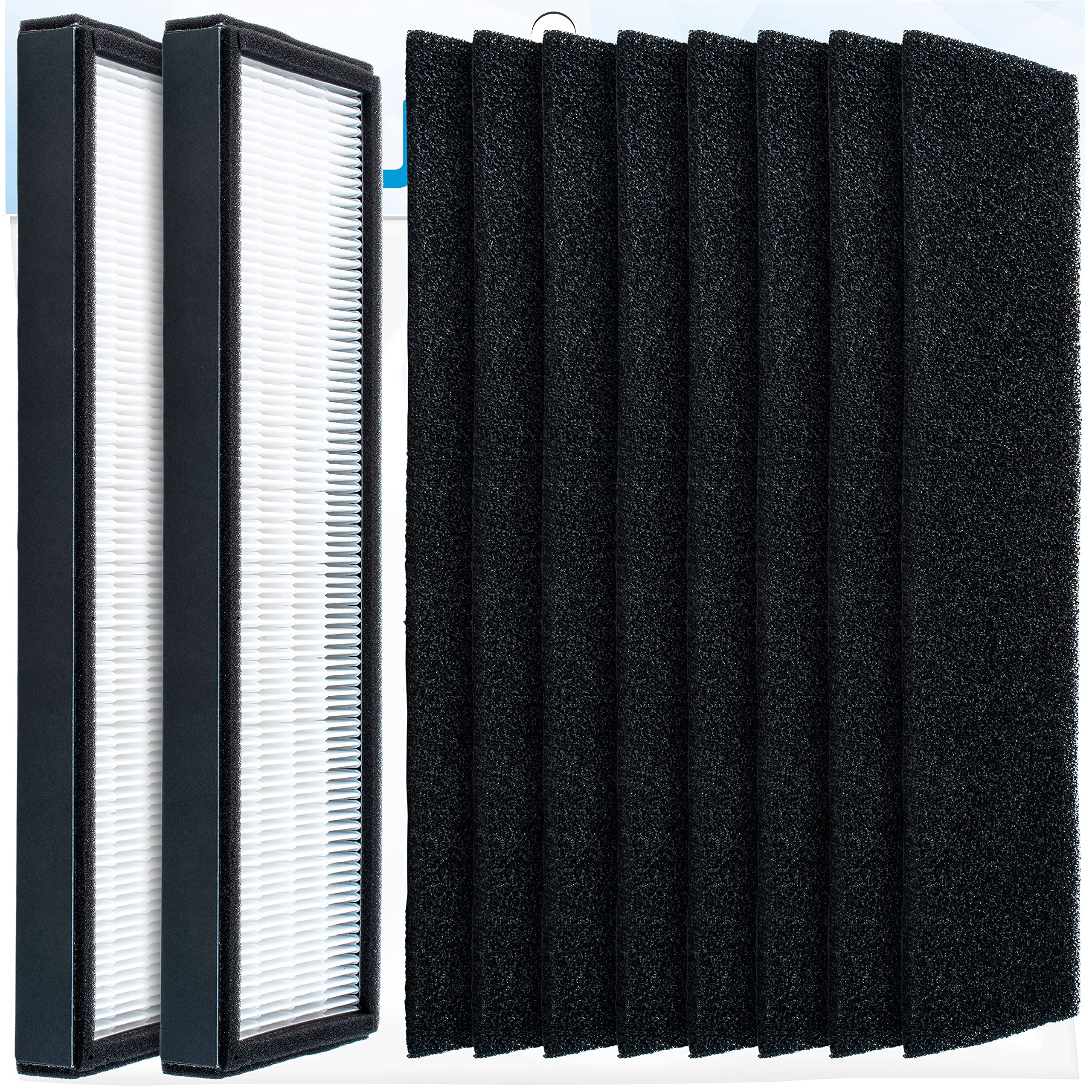 Ultra Durable FLT4825 True HEPA filter Replacement Filter B - Exact Fit for Germ-Guardian Air Purifier AC4300BPTCA, AC4900CA, AC4825, AC4825DLX (2 HEPA + 8 Activated Carbon Filters)