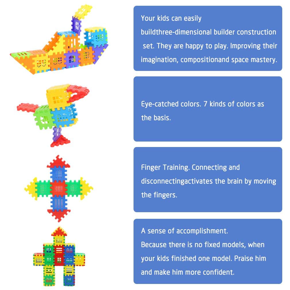 MICHLEY Toddler Toys Number Blocks Big Particle Plastic Smooth 100 PCS Building Blocks Splicing intersting Puzzle Play Toys for Kids 3+