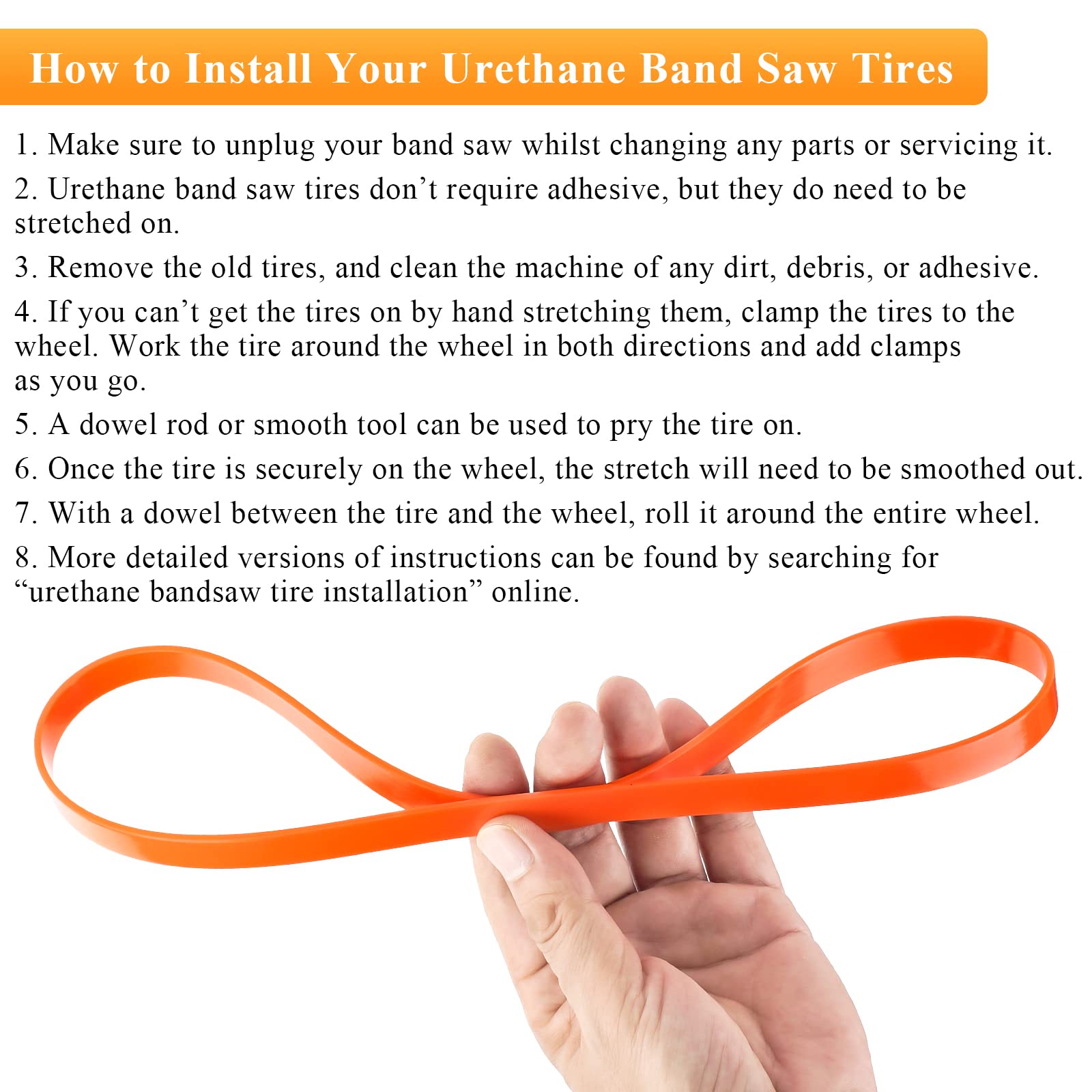 Urethane Band Saw 28-276 14" Band Saw Tires No Adhesive Needed Compatible with Craftsman Delta Band Saws - 2 Pack