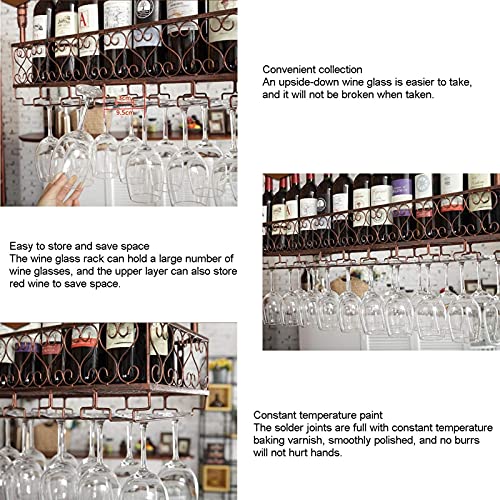 BDDIE Wine Racks,Ceiling Shelf Style Iron Hanging Wine Rack Stemware Holder,Adjustable Height Wine Glass Racks for Bars/Restaurants/Kitchens,Can 200Kg/120 * 25Cm