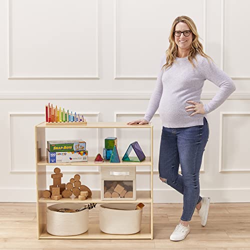 ECR4Kids Streamline 3-Shelf Storage Cabinet, 36in High, Double-Sided Display, Natural