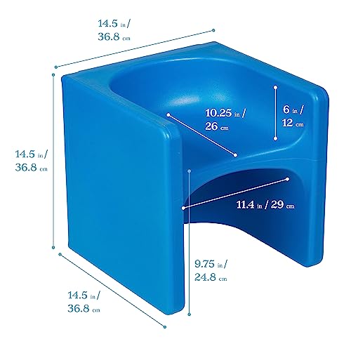 ECR4Kids Tri-Me 3-in-1 Cube Chair, Kids Furniture, Blue, 4-Piece