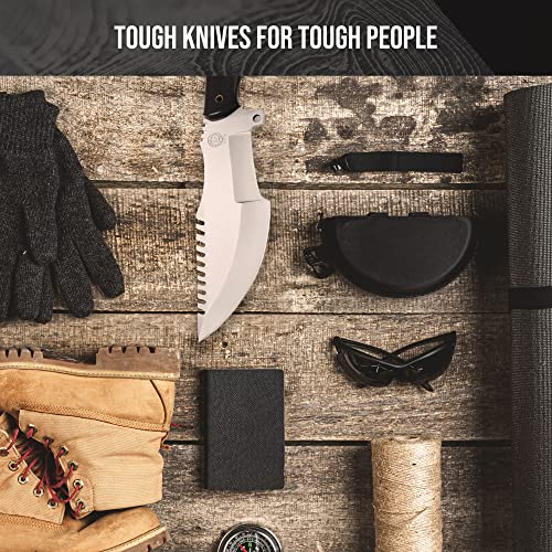 BIGCAT ROAR Handmade Damascus Tracker Knife - Bushcraft Fixed Blade Hunting Knife with Sheath and Walnut Wood Handle - 10″ EDC Outdoor Knife - Viper Hunter